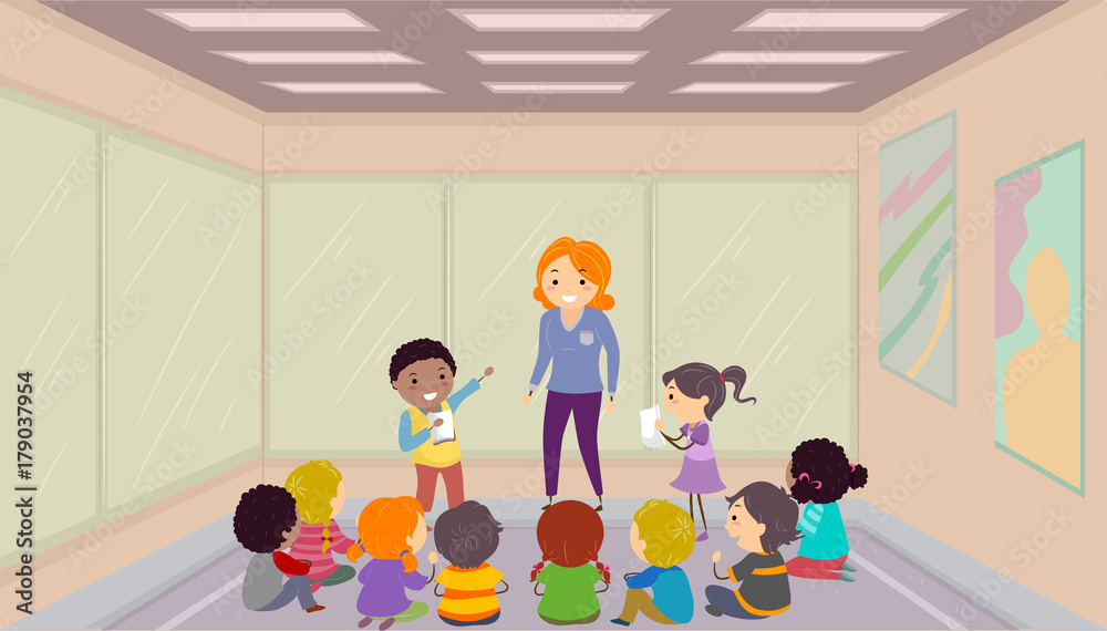 Stickman Kids Acting Workshop Illustration Stock Vector | Adobe Stock