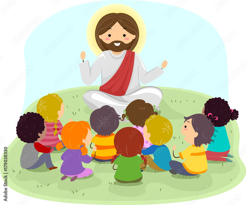 Stickman Kids Jesus Preach Illustration Stock Vector | Adobe Stock