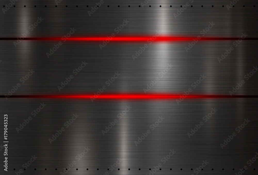 Modern black metal texture background with red light vector ...