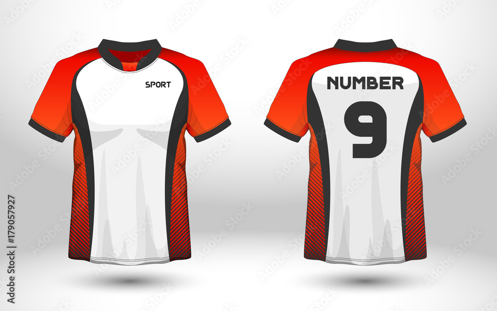Layout football sport t-shirt design. Template front, back view. Soccer ...