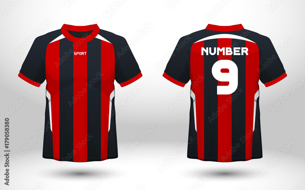 Layout football sport t-shirt design. Template front, back view. Soccer ...