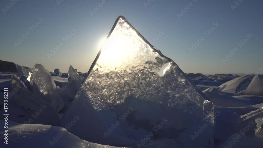 Forward movement . Sunrise sun transparent reflection. Triangle Iceberg ...