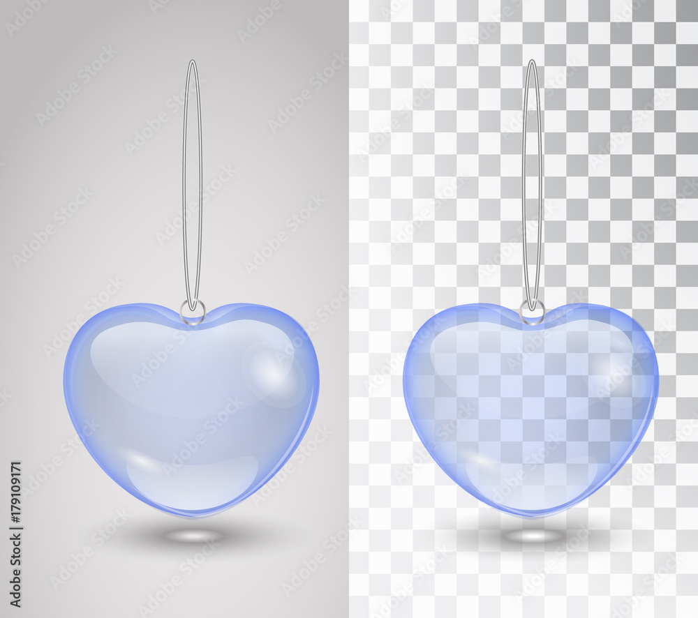 Blue transparent heart isolated on transparent Checkered Background ...
