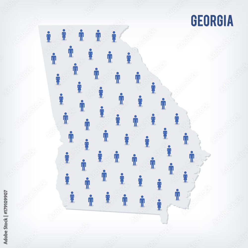 Vector people map of of State of Georgia. The concept of population ...