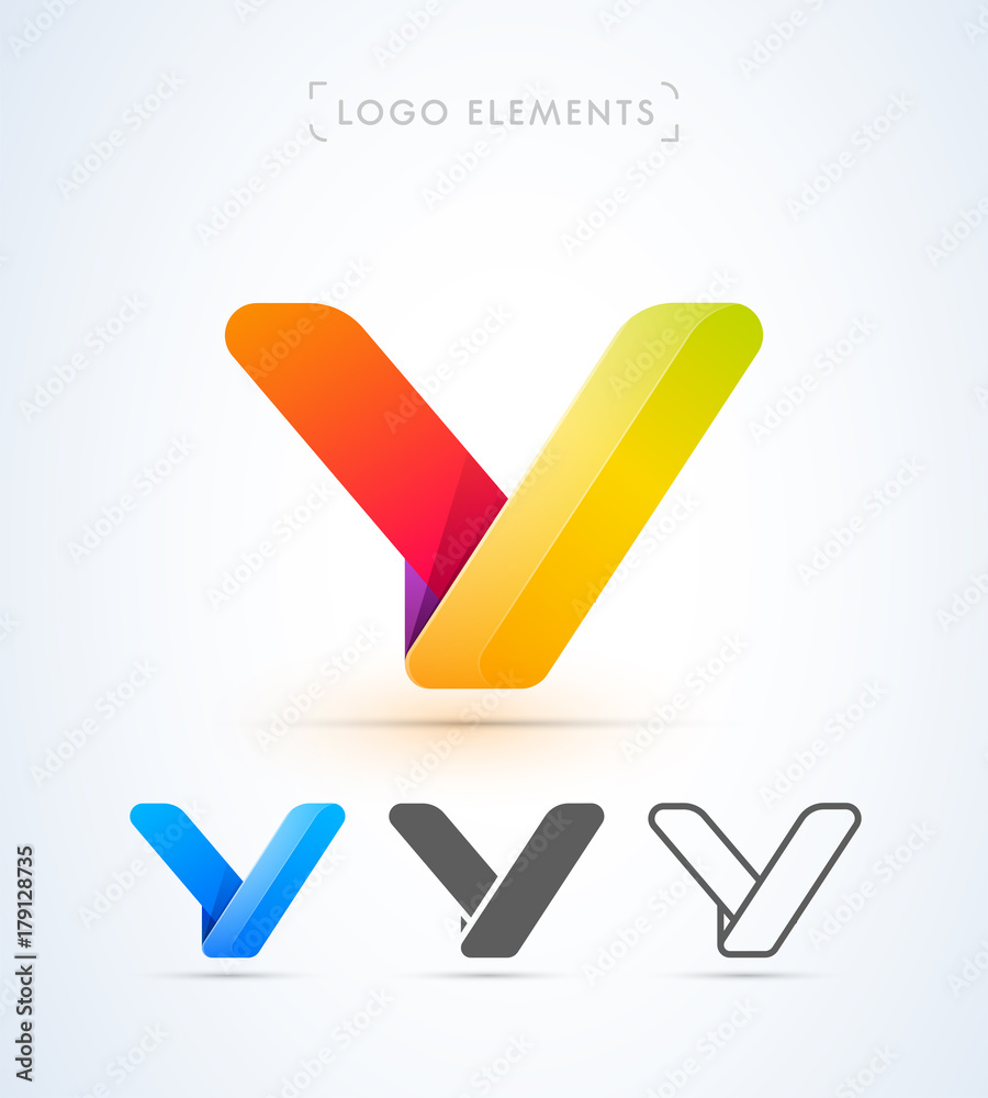 Vector letter Y logo template. Material design, flat, line-art styles ...