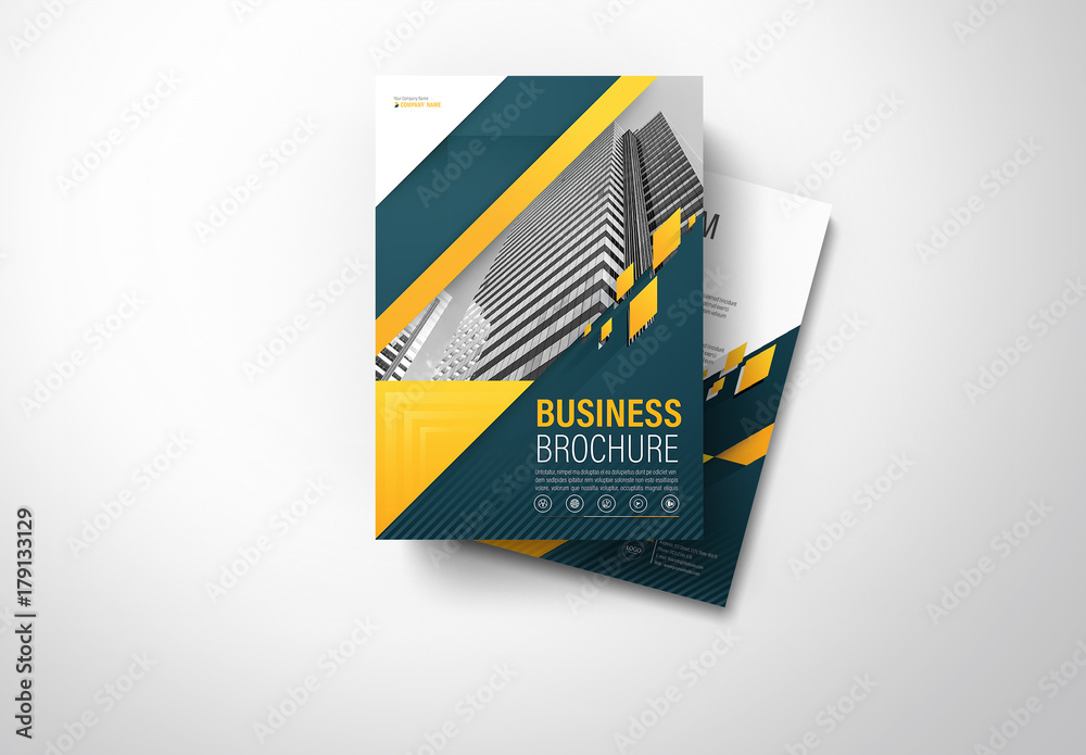Brochure Cover Layout with Dark Blue and Orange Accents 3 Stock ...