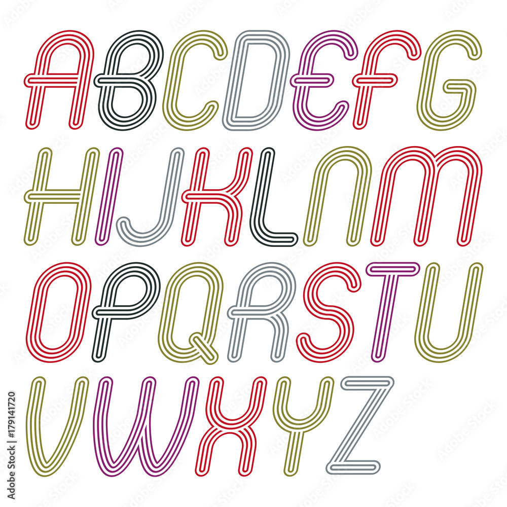 Set of disco vector upper case alphabet letters isolated. Trendy ...