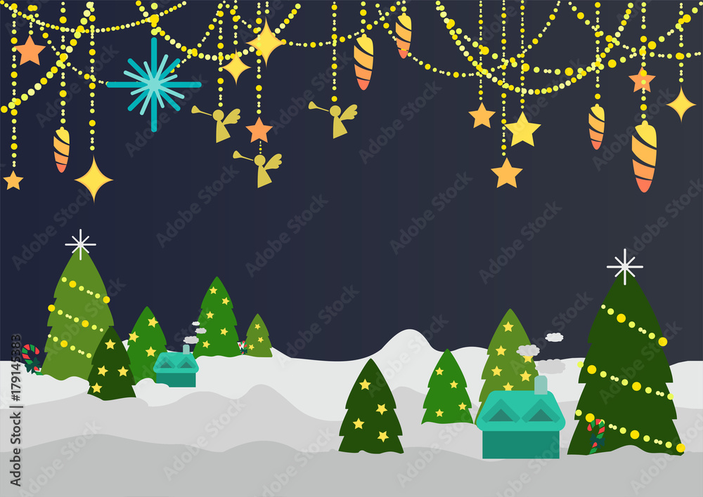 silent night theme cartoon style Christmas background. On that night ...