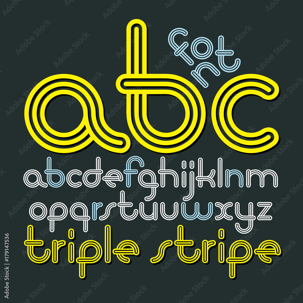 Vector lowercase funky disco alphabet letters, abc set. Trendy font ...