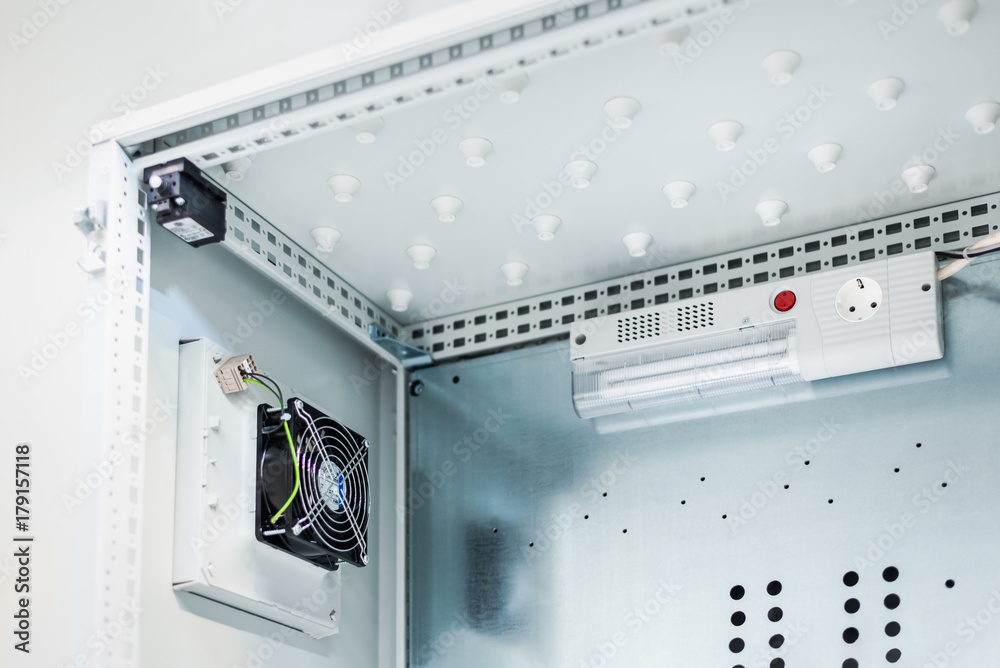 Electric light lamp in industrial enclosure, power distribution ...