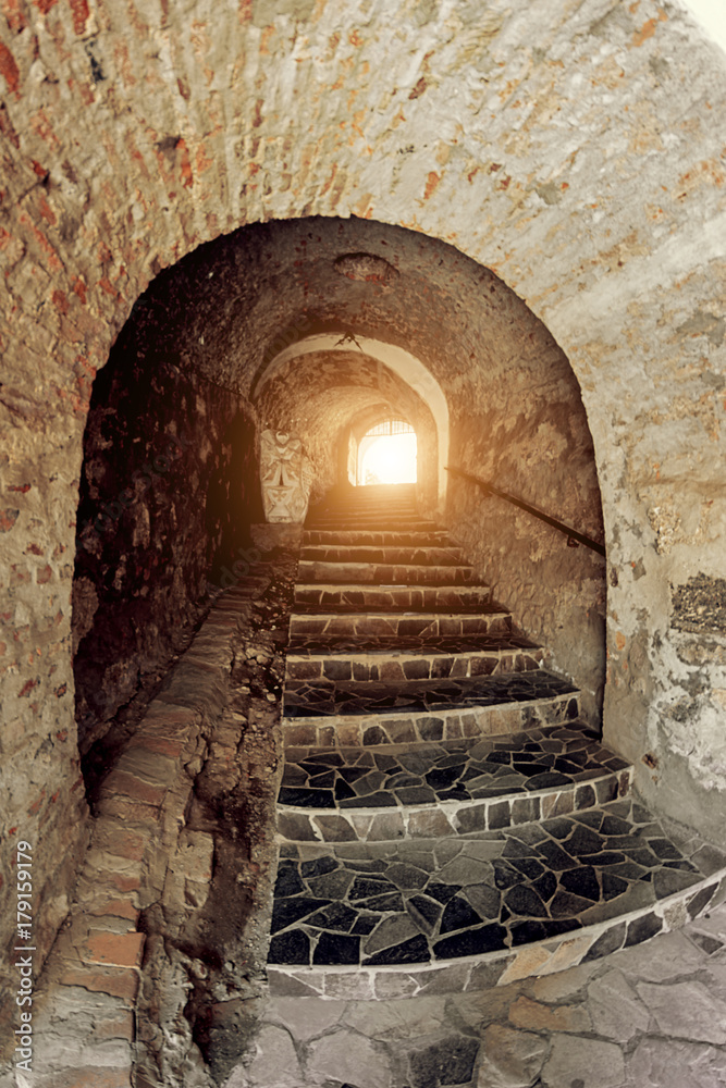 Stone steps leading up. The fortress in Palanok Castle - one of the ...