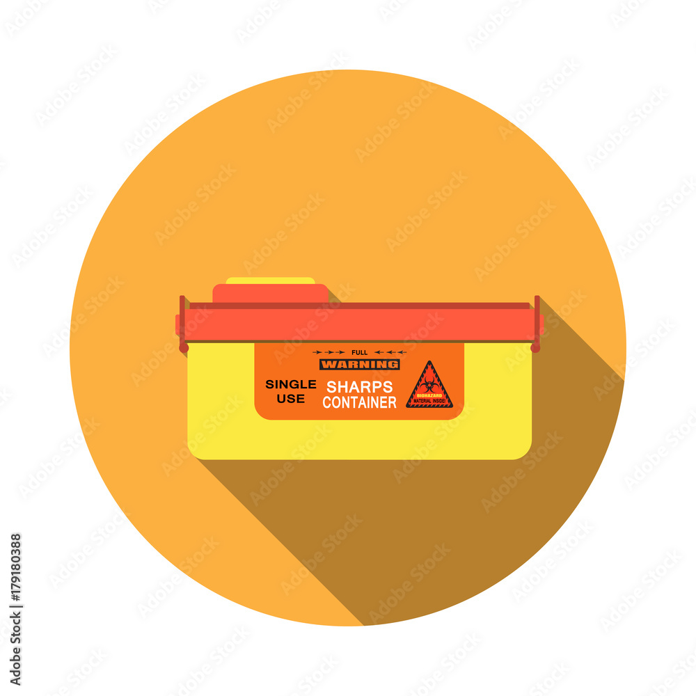 Vector isolated icon of sharps container with detachable lid and ...