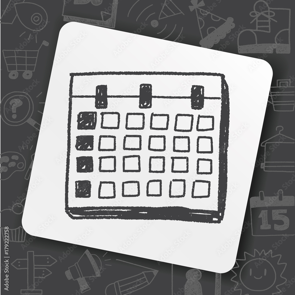Monthly calendar doodle drawing Stock Vector | Adobe Stock