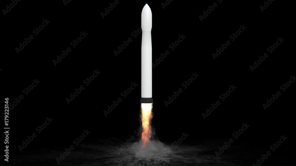 Animated launch or takeoff of a simple two stage space or orbital ...