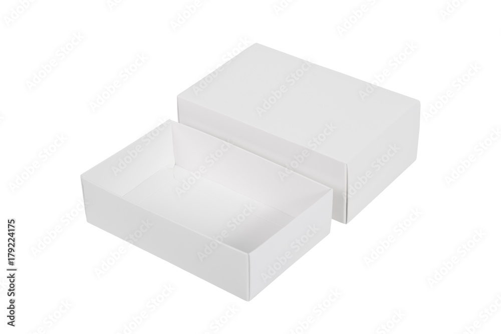 White box with lid for product packaging mockup on white with clipping ...