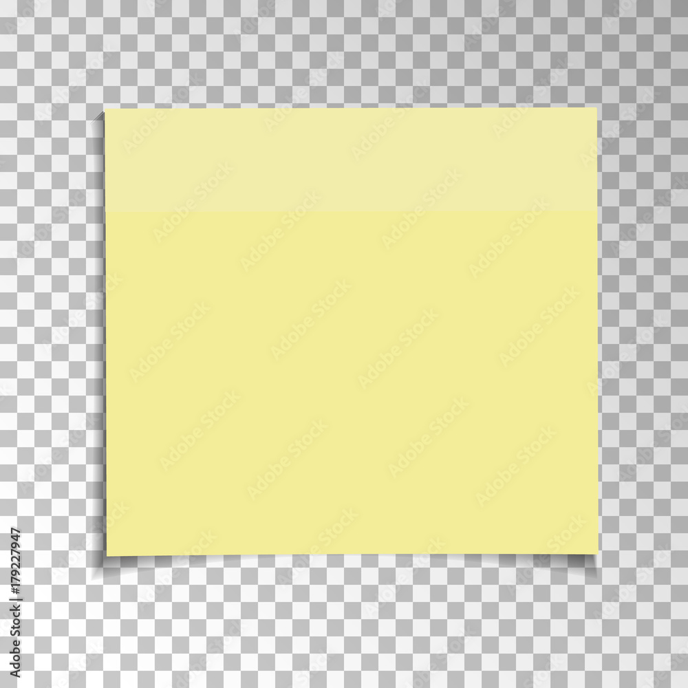 Office Yellow paper sticky note isolated on transparent background ...
