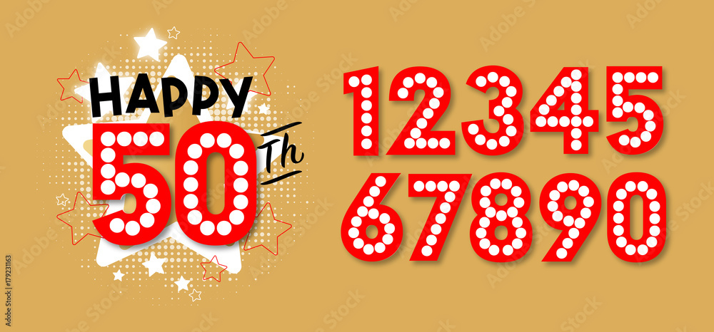 Happy 50th Birthday and numbers Stock Vector | Adobe Stock