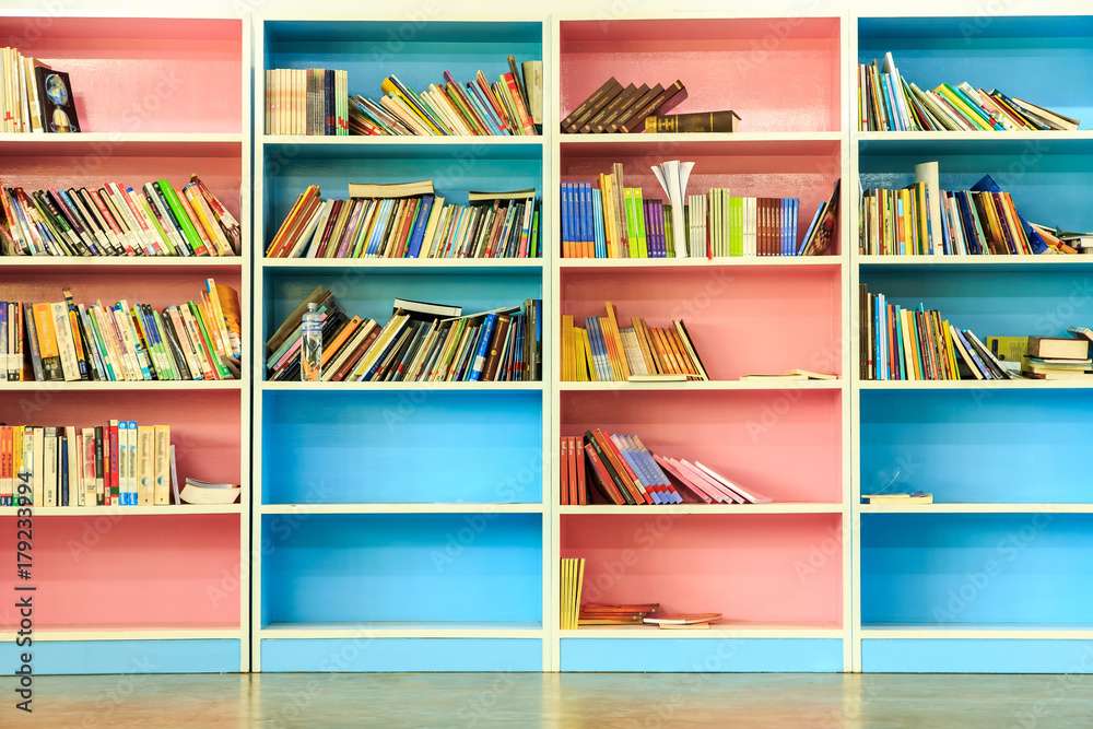 library book shelf background Stock Photo | Adobe Stock