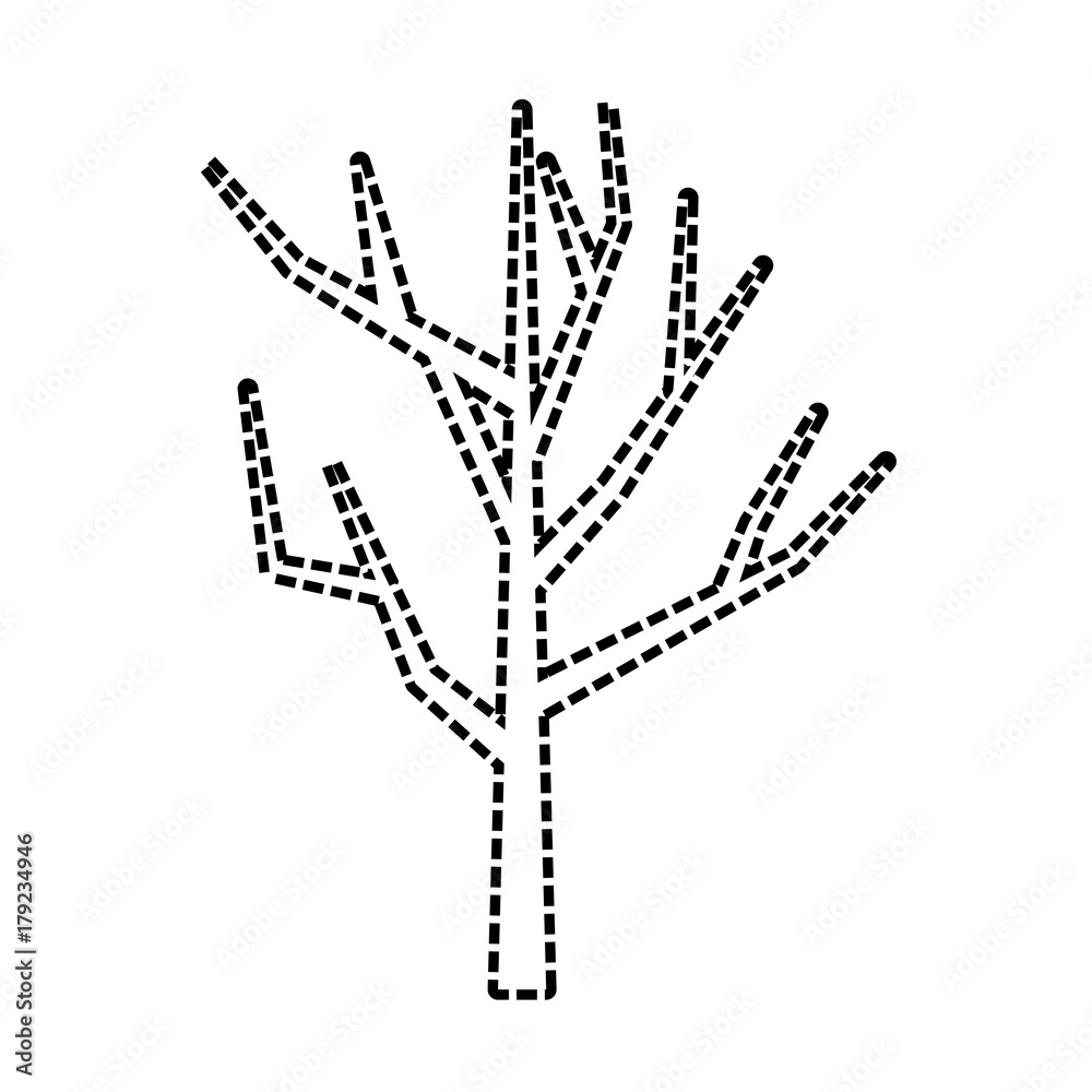 flat line uncolored tree without leaves over white background vector ...