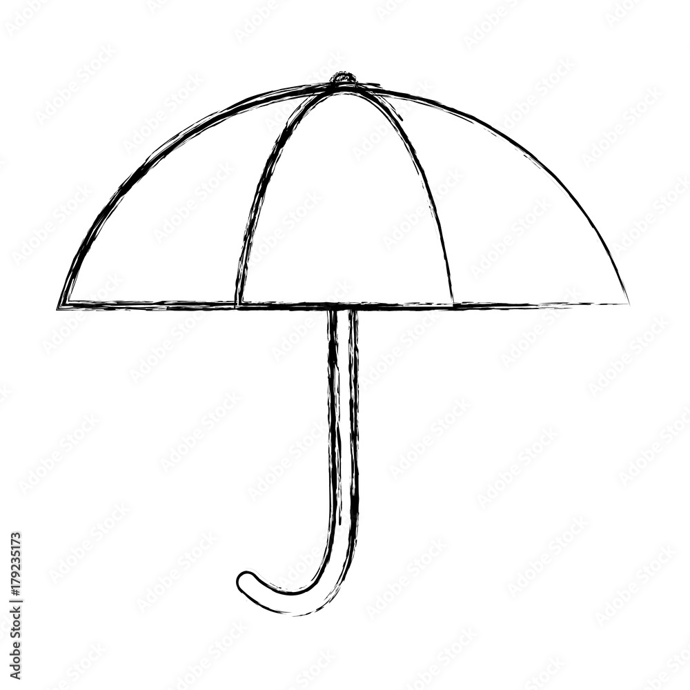 flat line uncolored umbrella over white background vector illustration ...