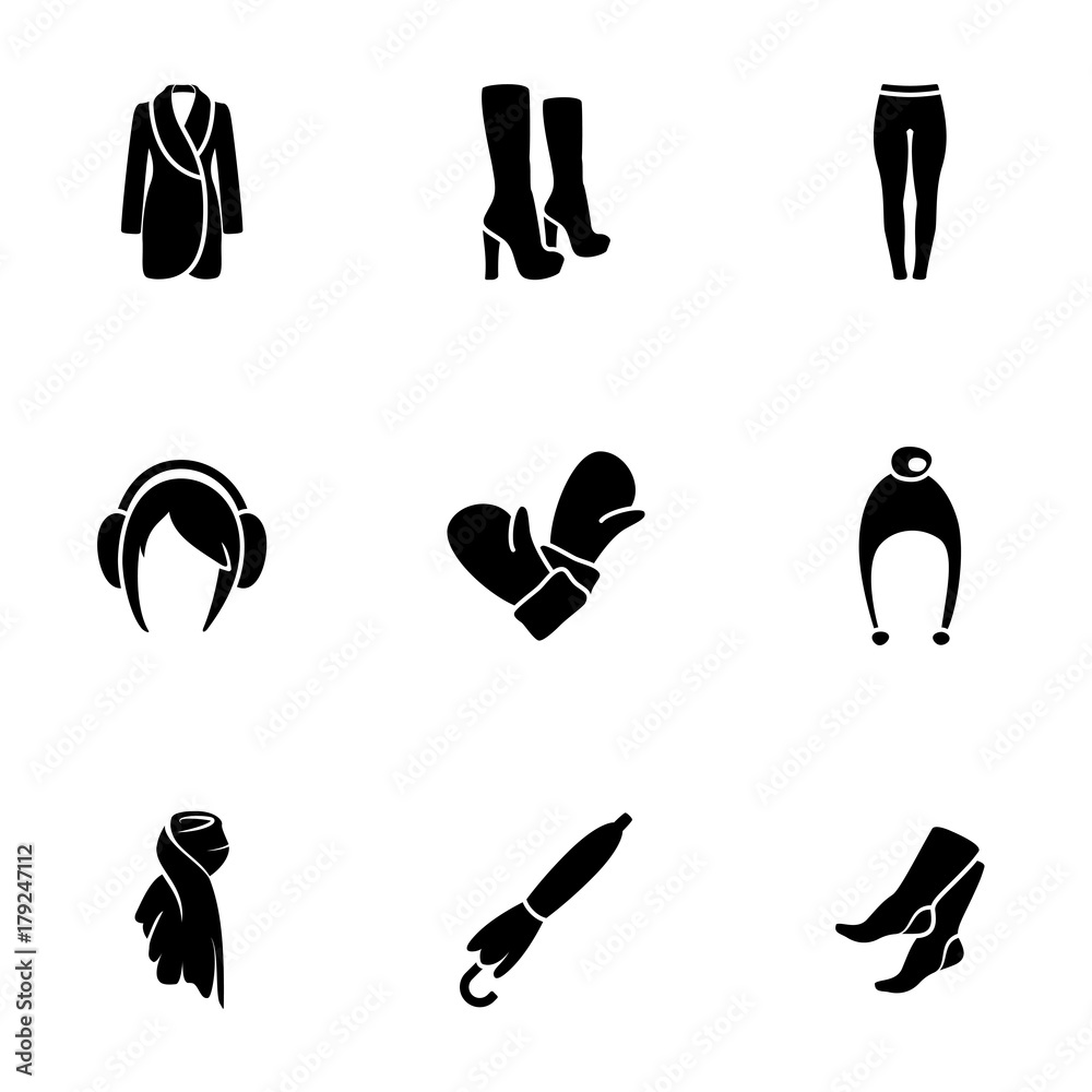Set of simple icons on a theme women's clothing, vector, design ...