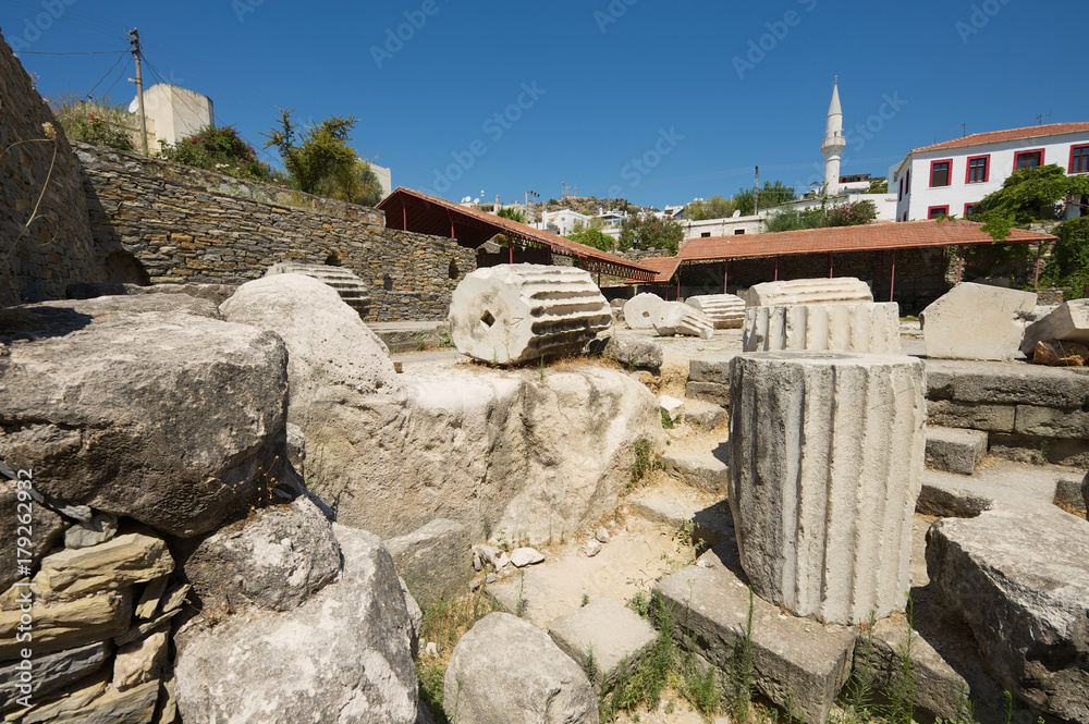 Ruins of the Mausoleum of Mausolus, one of the Seven wonders of the ...