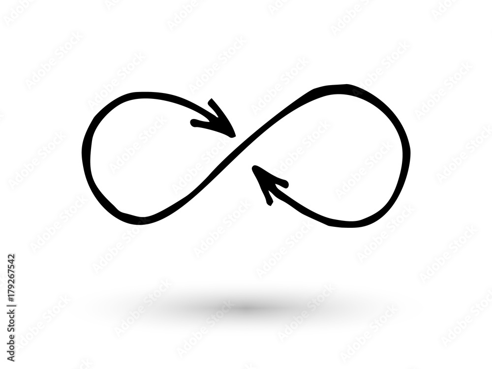 Infinity symbol arrowshand drawn with ink brush Stock Vector | Adobe Stock