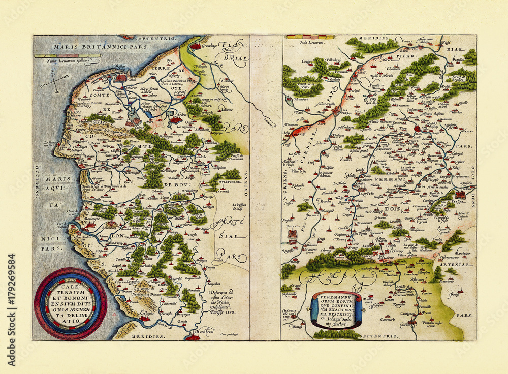 Detailed old map of French regions. Excellent state of preservation ...