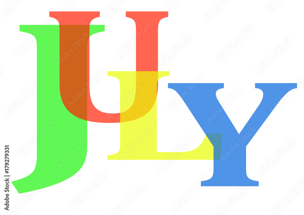 July with colorful letters Stock-Vektorgrafik | Adobe Stock