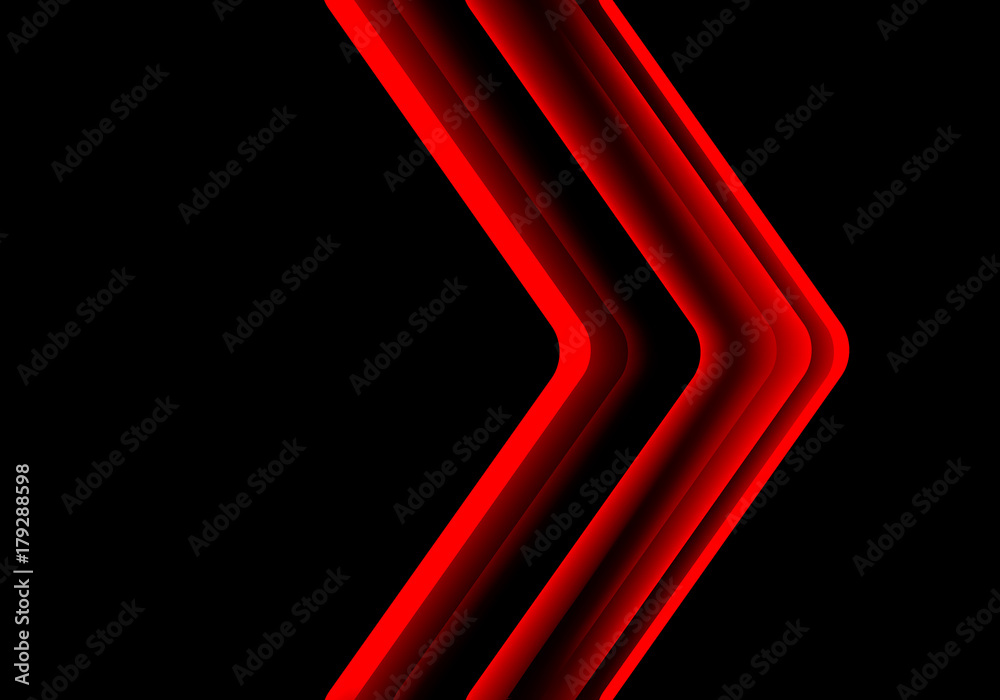 Abstract red curve arrow light on black design modern futuristic ...