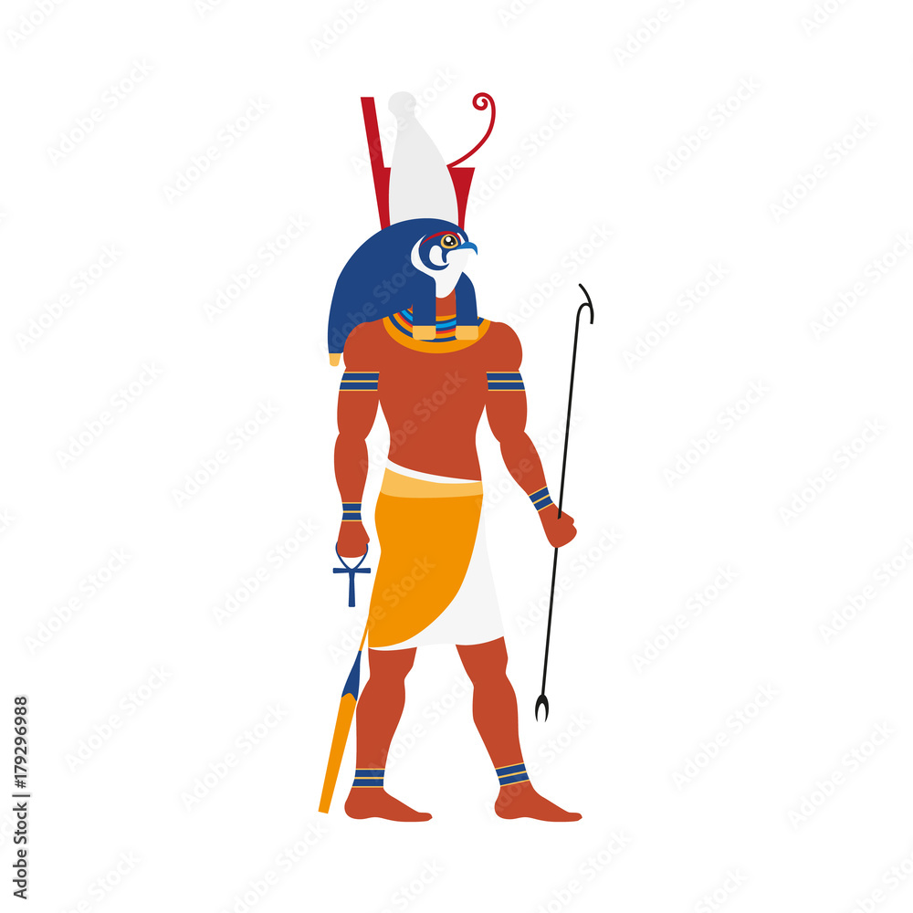 vector flat Horus - ancient god of egypt with head of falcon and human ...