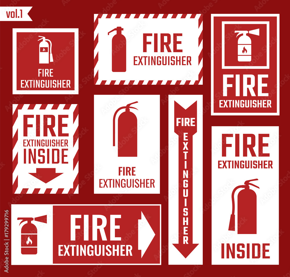fire extinguisher icon and signs vector illustration Stock Vector ...