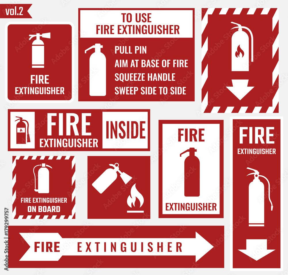 fire extinguisher icon and signs vector illustration Stock Vector ...