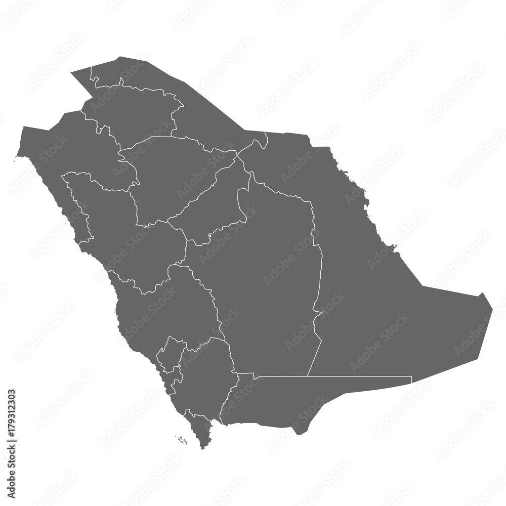 High quality map Saudi Arabia with borders of the regions Stock Vector ...