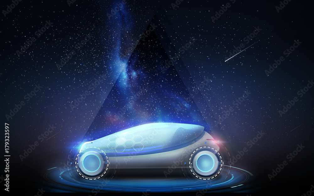 futuristic concept car over space background Stock Illustration | Adobe ...