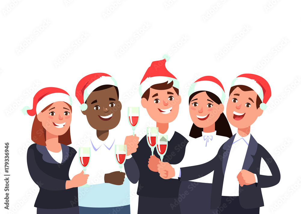 Vector illustration gift box present secret santa office. Christmas ...