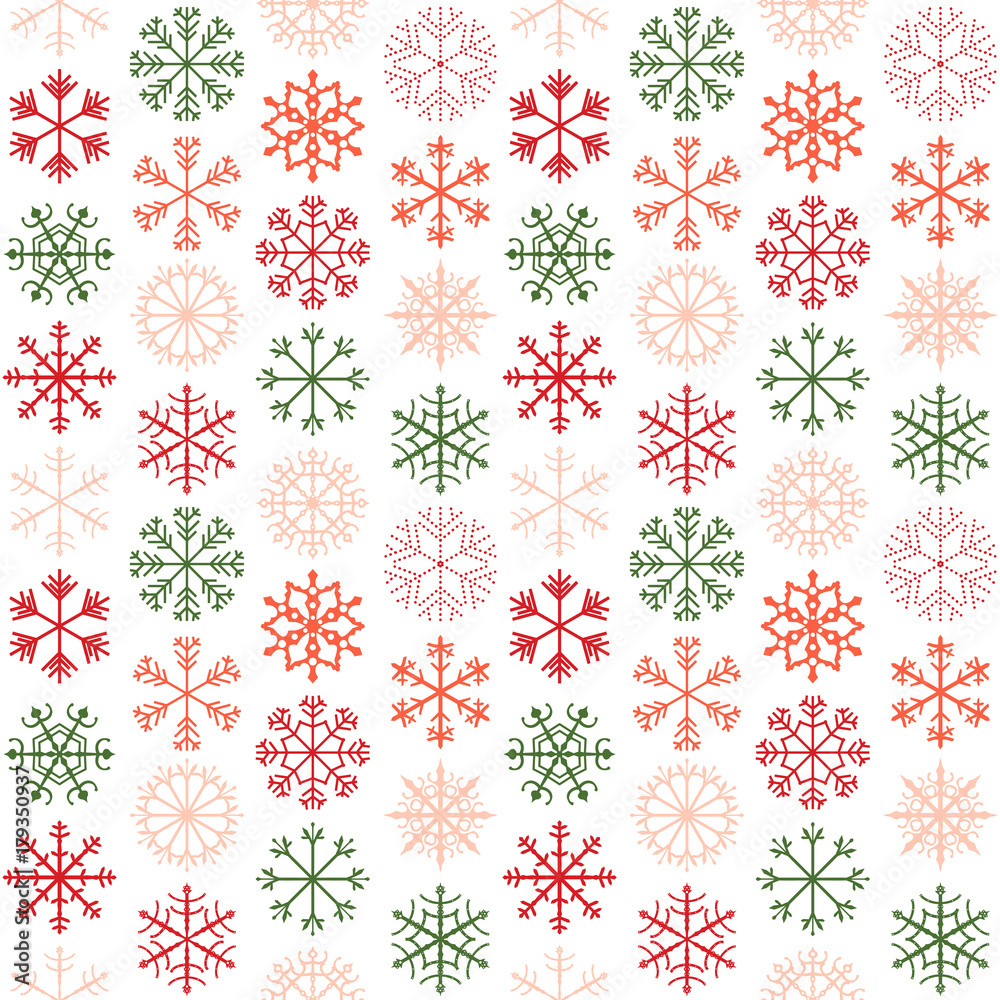 Green And Red Christmas Snow Flakes