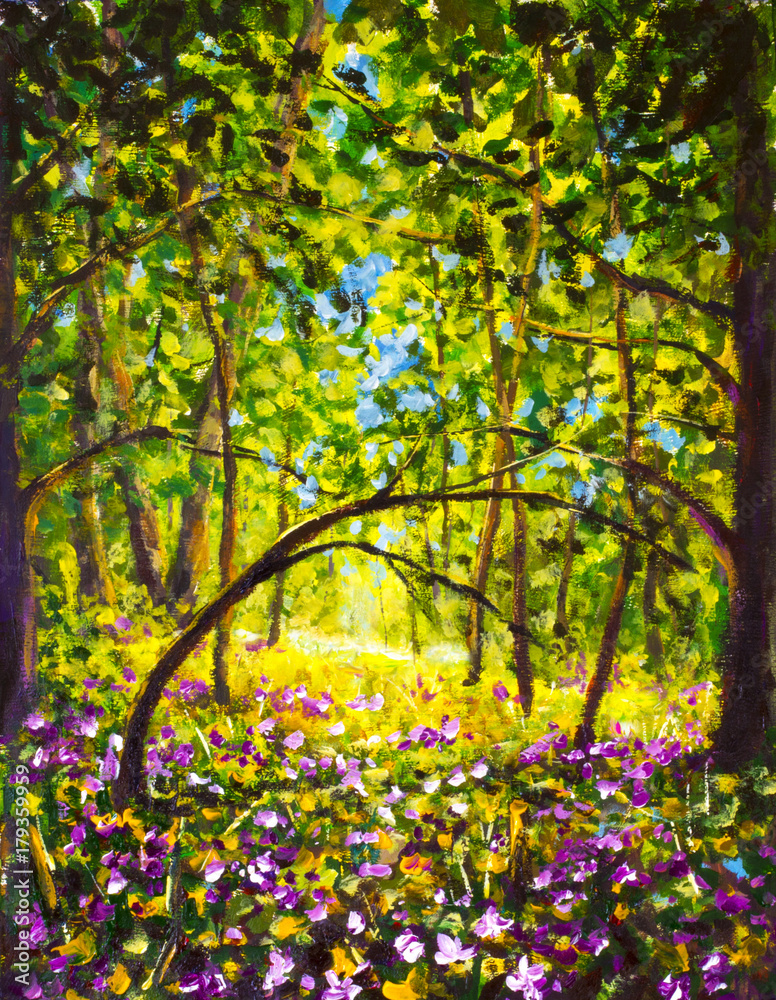 Original Violet Forest Oil Painting Art & Collectibles Painting etna.com.pe