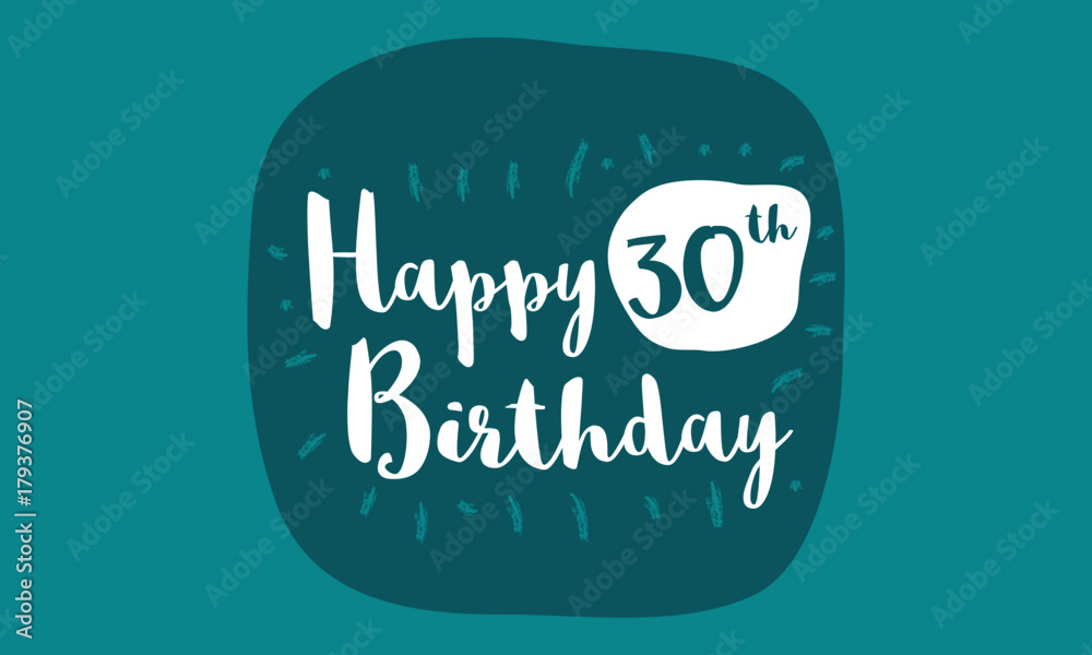 Happy 30th Birthday Card (Brush Lettering Vector Design) Stock Vector ...