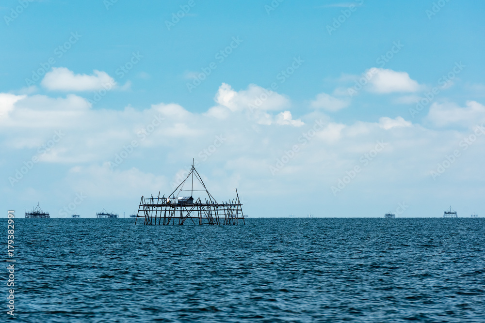 Traditional fishing structure built with bamboo called Bagang, Berau ...