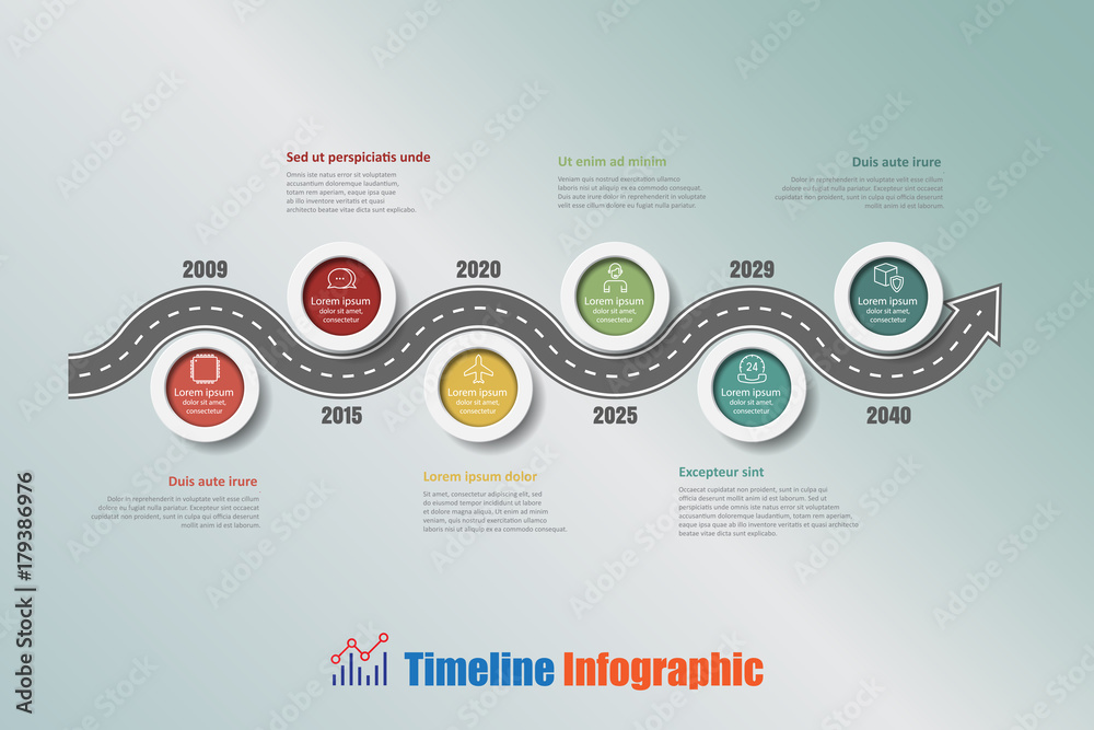 Road map business timeline infographic with 6 steps circle designed for ...