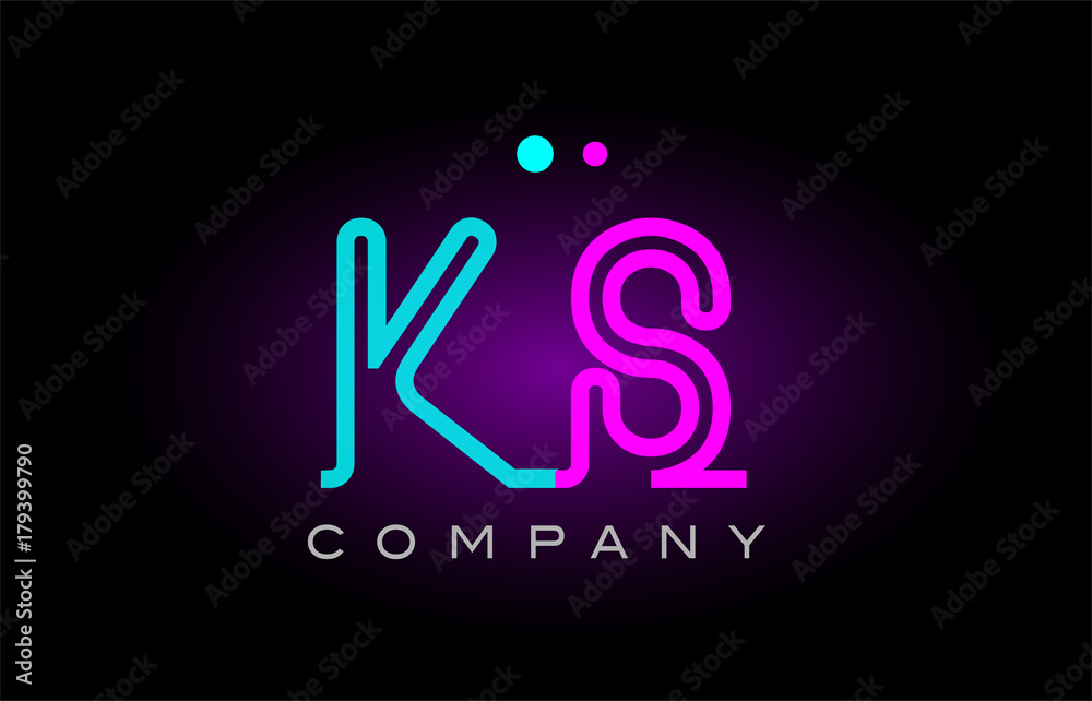 neon lights alphabet ks k s letter logo icon combination design Stock ...