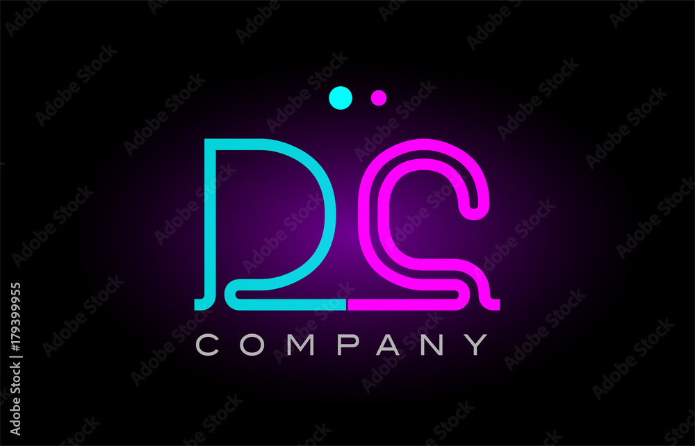 neon lights alphabet dc d c letter logo icon combination design Stock ...