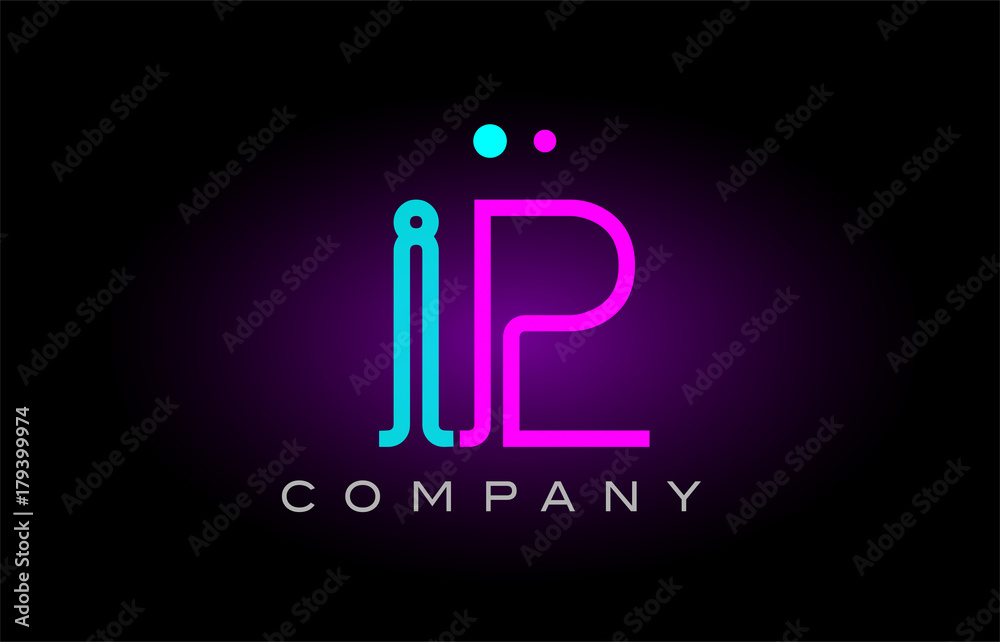 neon lights alphabet ip i p letter logo icon combination design Stock ...