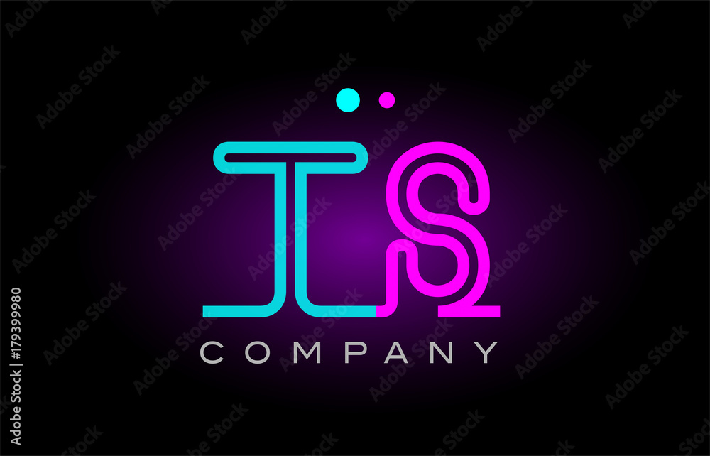 neon lights alphabet ts t s letter logo icon combination design Stock ...