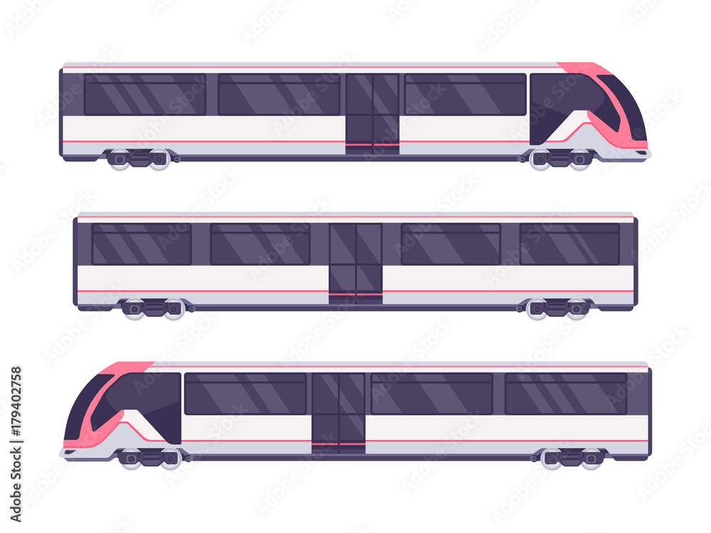 Passenger express train. Subway transport underground train. Metro ...