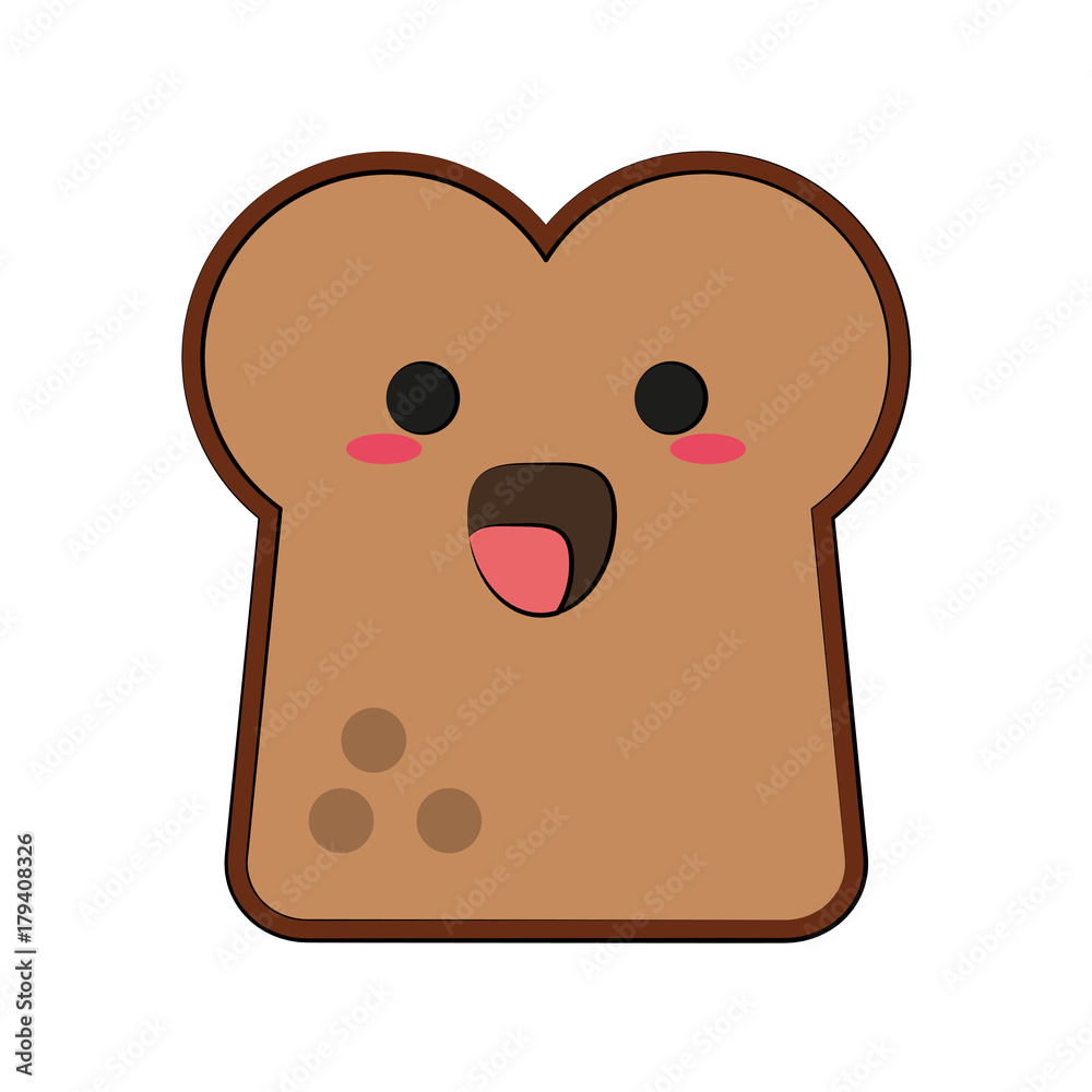 Fresh bread sliced cute kawaii cartoon vector illustration Stock Vector ...