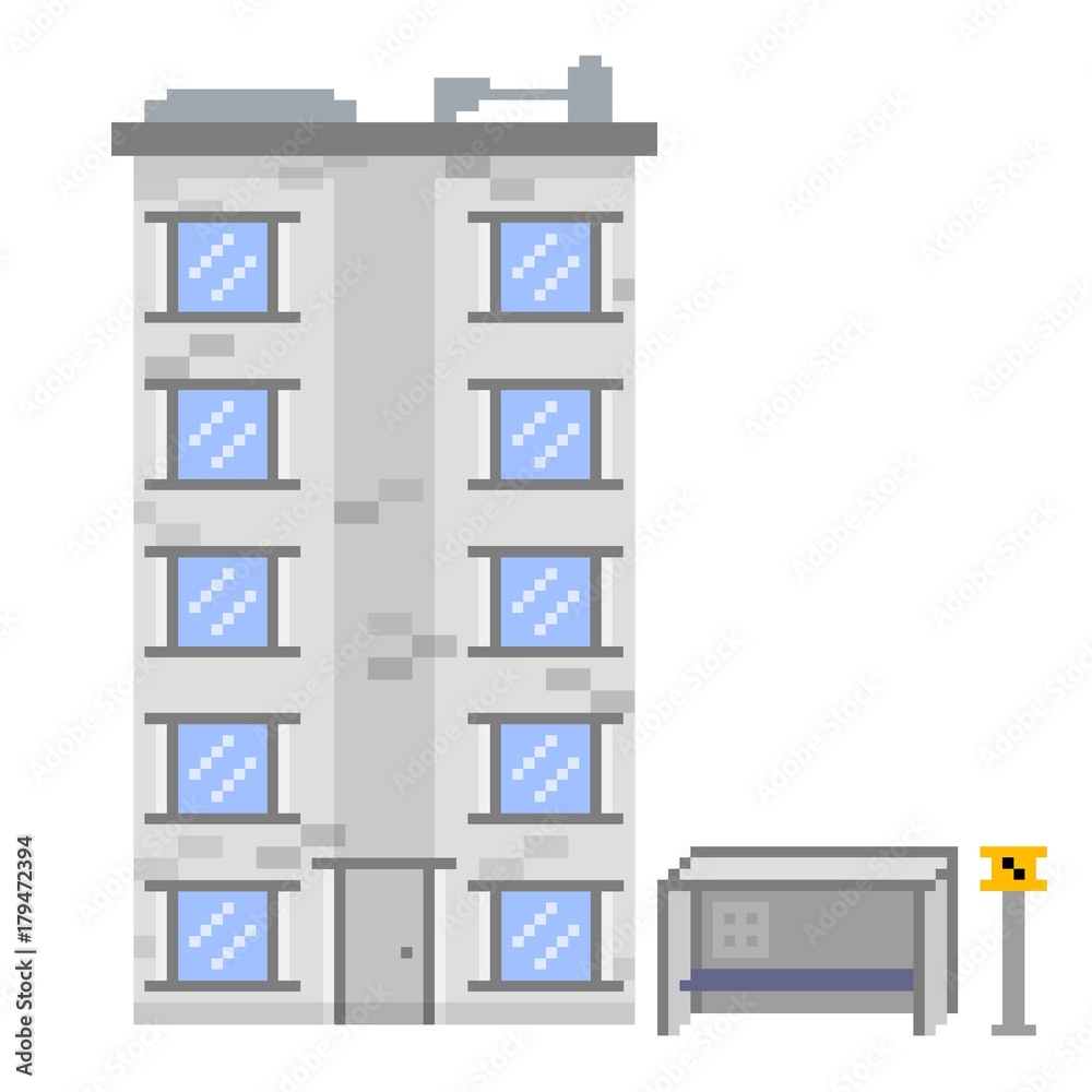 building icon pixel art graphic Stock Illustration | Adobe Stock