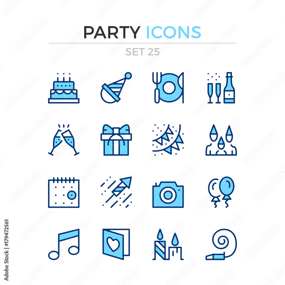 Party icons. Vector line icons set. Premium quality. Simple thin line ...