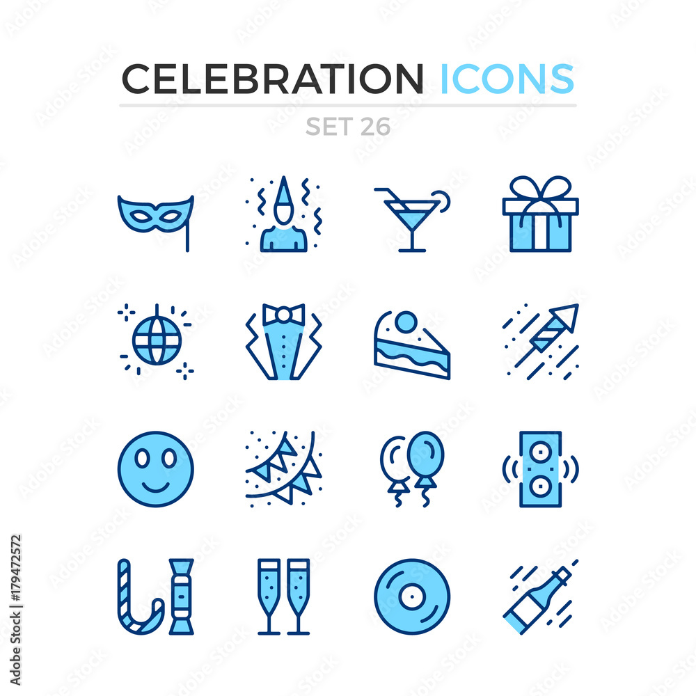 Celebration icons. Holiday concepts. Vector line icons set. Premium ...